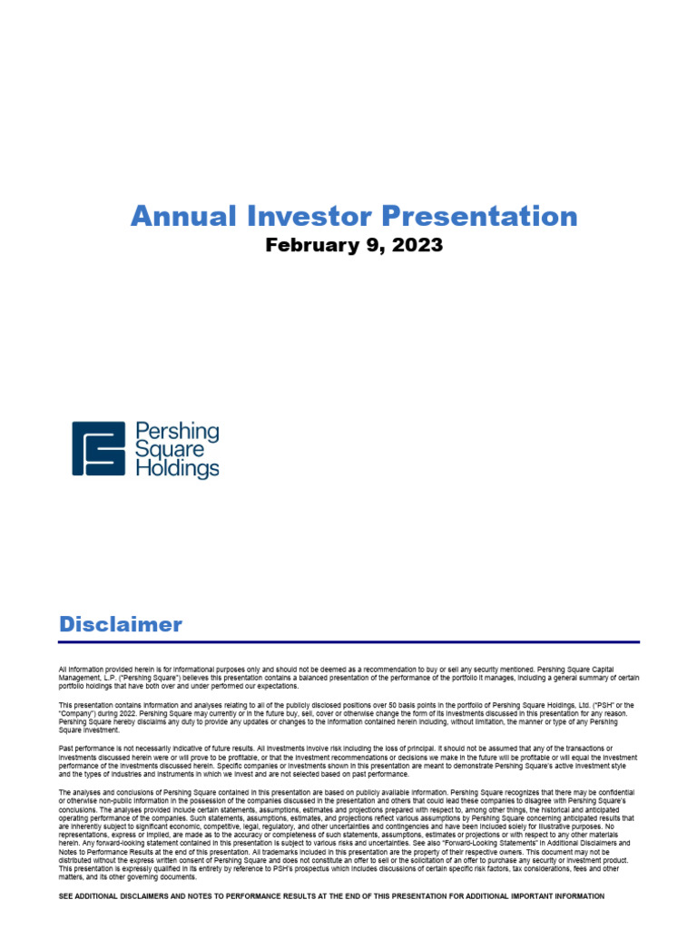 2023 Annual Investor Presentation | PDF | Stock Market Index | Bonds (Finance)