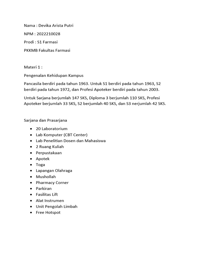 Resume Devika A.P PKKMB Fakultas Day 1 | PDF | Kesehatan Holistik