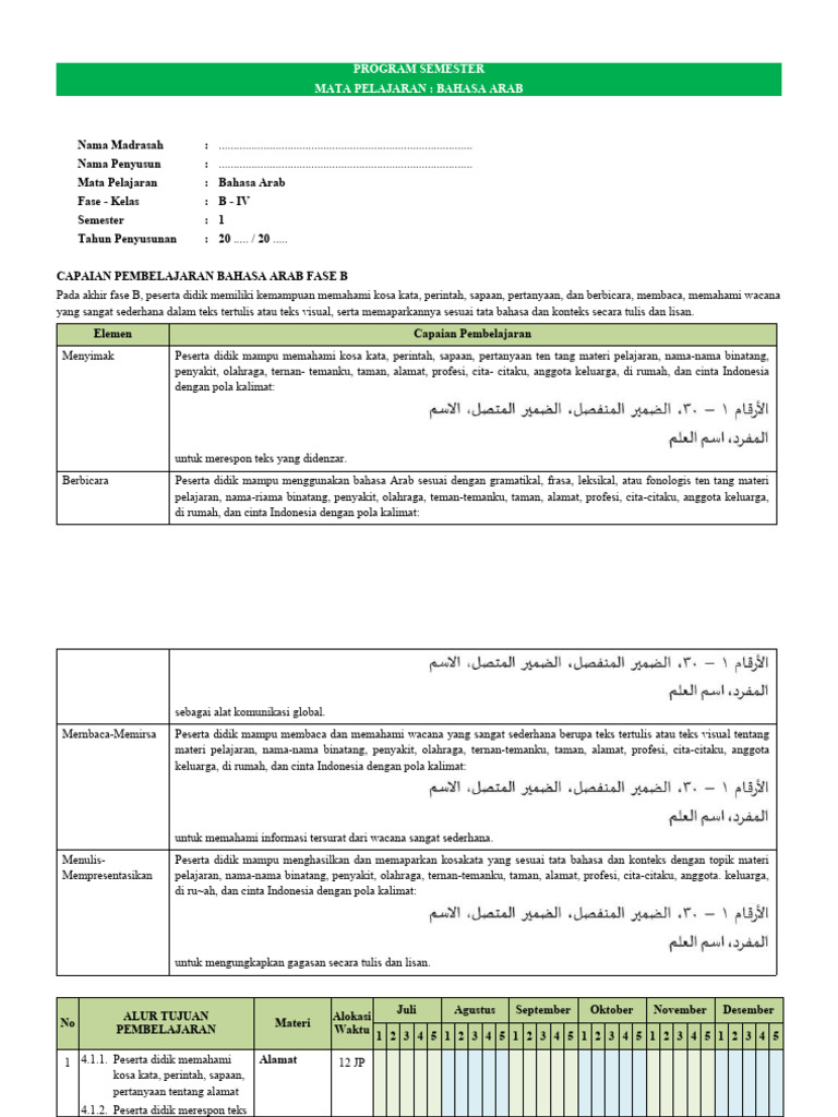 Prosem Bahasa Arab 4 | PDF