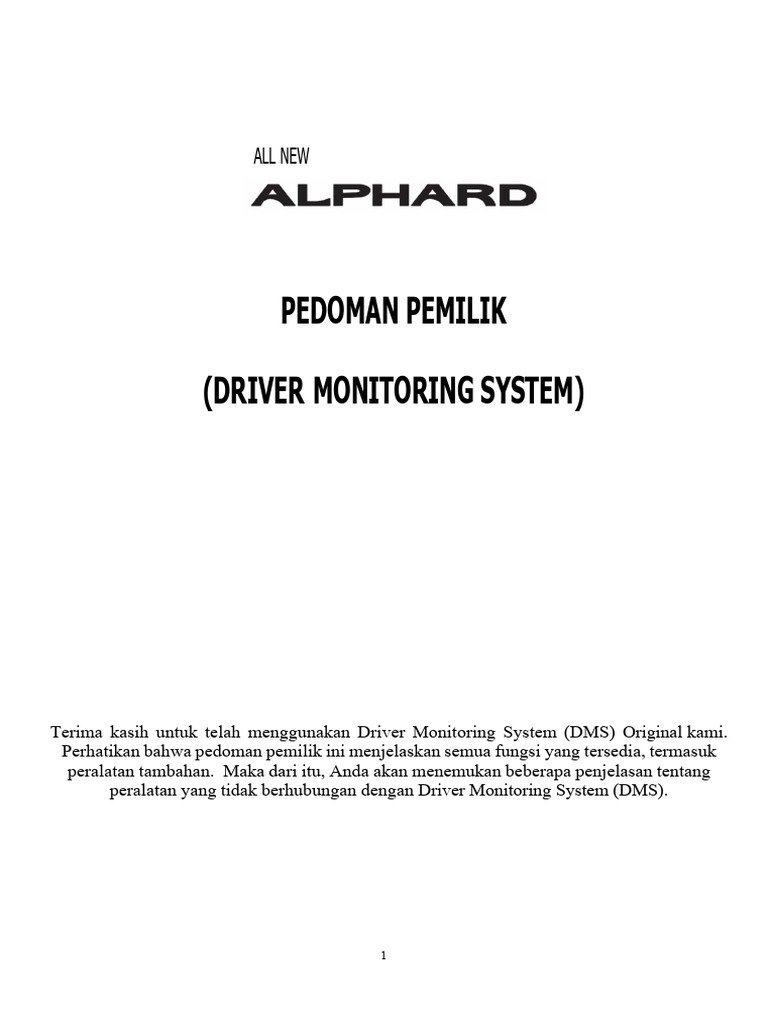 Pedoman Pemilik DMS (Driver Monitoring System) | PDF Pedoman Pemilik DMS (Driver Monitoring System) | PDF