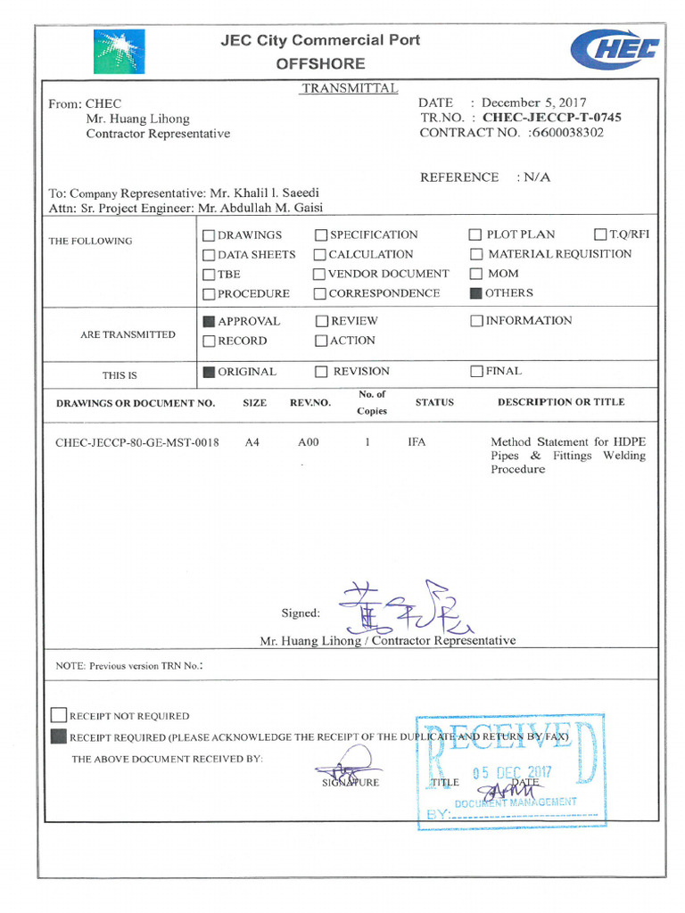 Method Statement Hdpe Welding PDF Free | PDF | Pipe (Fluid Conveyance) | Welding