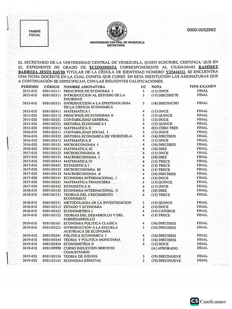 Notas Certificadas JDRB UCV | PDF