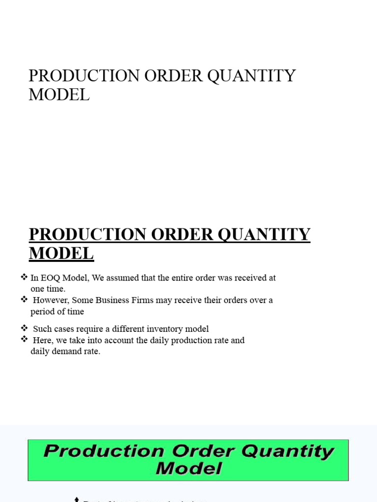 Production Order Quantity Model | PDF