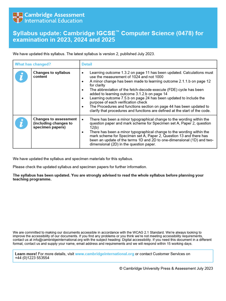 2023 2025 Syllabus Update | PDF | Accessibility | Computing