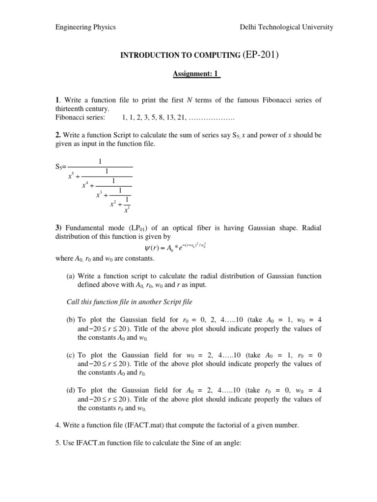 Itc Assignment 1 | PDF | Function (Mathematics) | Amplitude