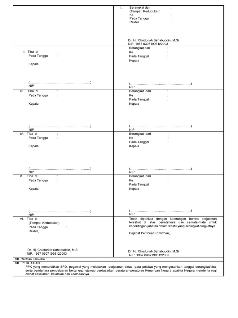 Form SPPD Surat Perjalanan Dinas Km6 | PDF