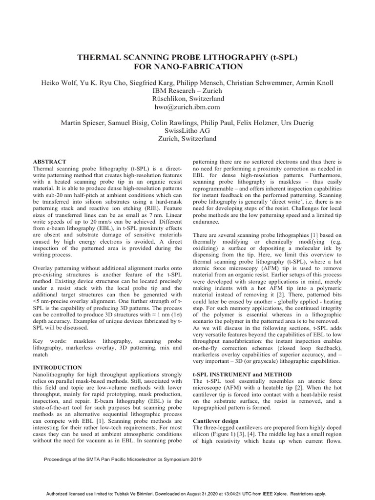 ThermalScanning Probe Lithography | PDF