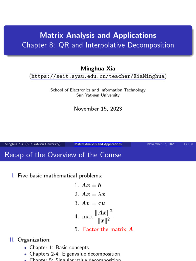 Matrix Analysis Chap 08 Handout | PDF | Eigenvalues And Eigenvectors ...