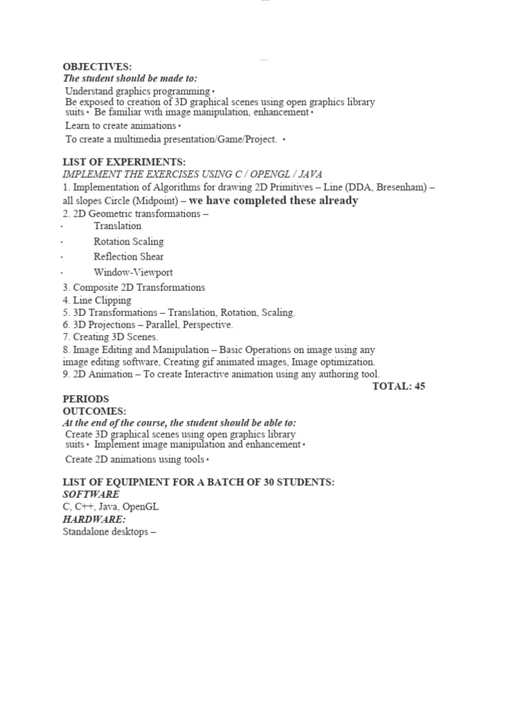 Computer Graphics Lab Manual | Download Free PDF | 2 D Computer ...