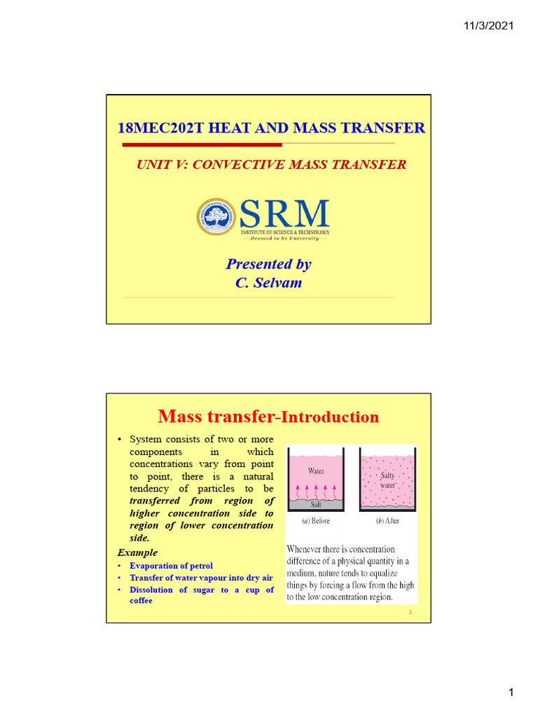 2.UNIT-V Convective Mass Transfer | PDF | Convection | Mass Transfer