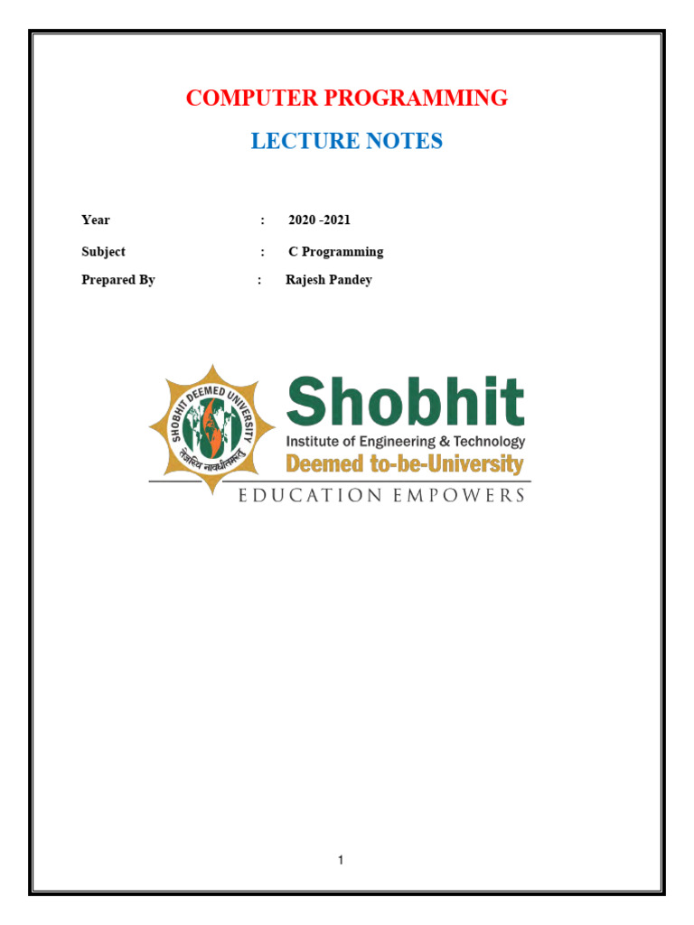 C Programming Rajesh Pandey | PDF | Computer Data Storage | Computer Program
