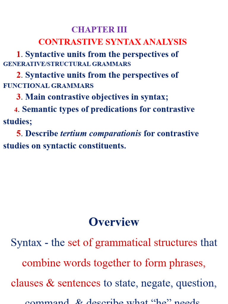 Chapter III CONTRASTIVE SYNTAX ANALYSIS | PDF | Phrase | Syntax Chapter III CONTRASTIVE SYNTAX ANALYSIS | PDF | Phrase | Syntax