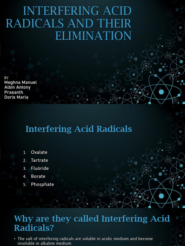 Interfering Acid Radicals Explained | PDF | Acid | Precipitation ...