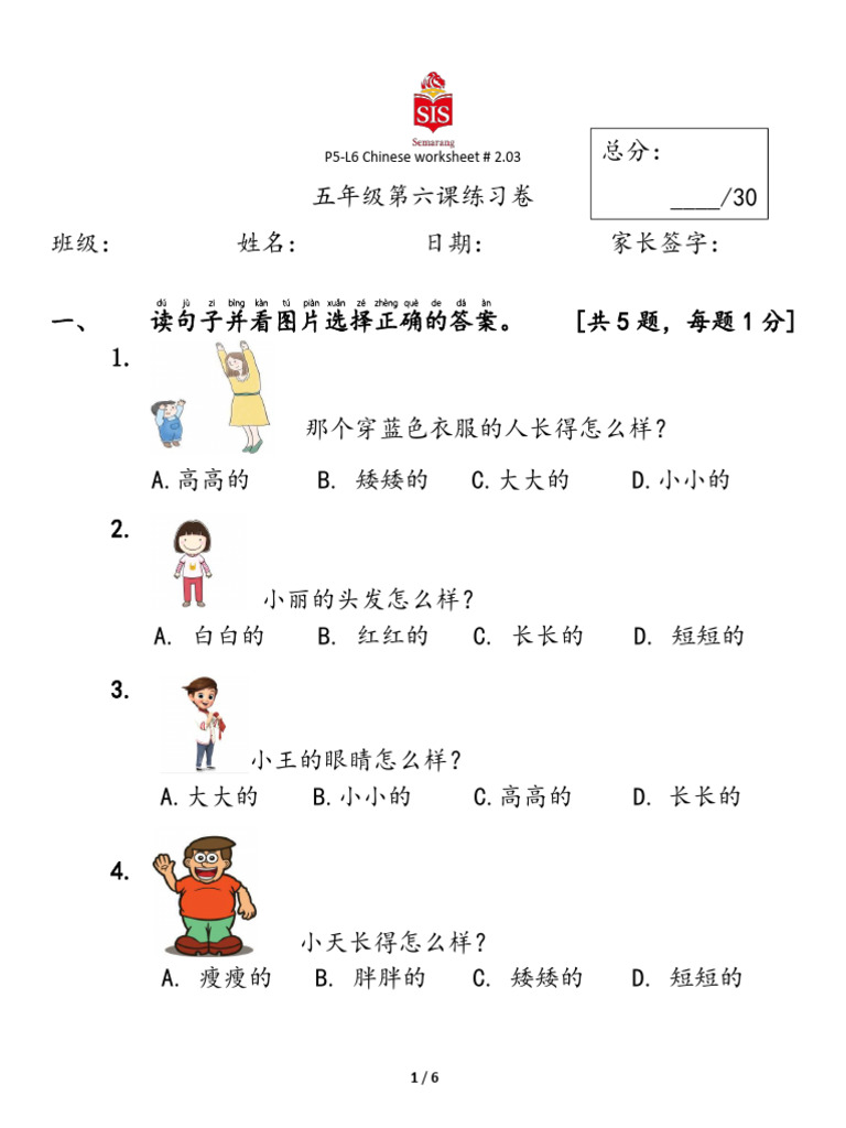 P5 L6 Work Sheet | PDF