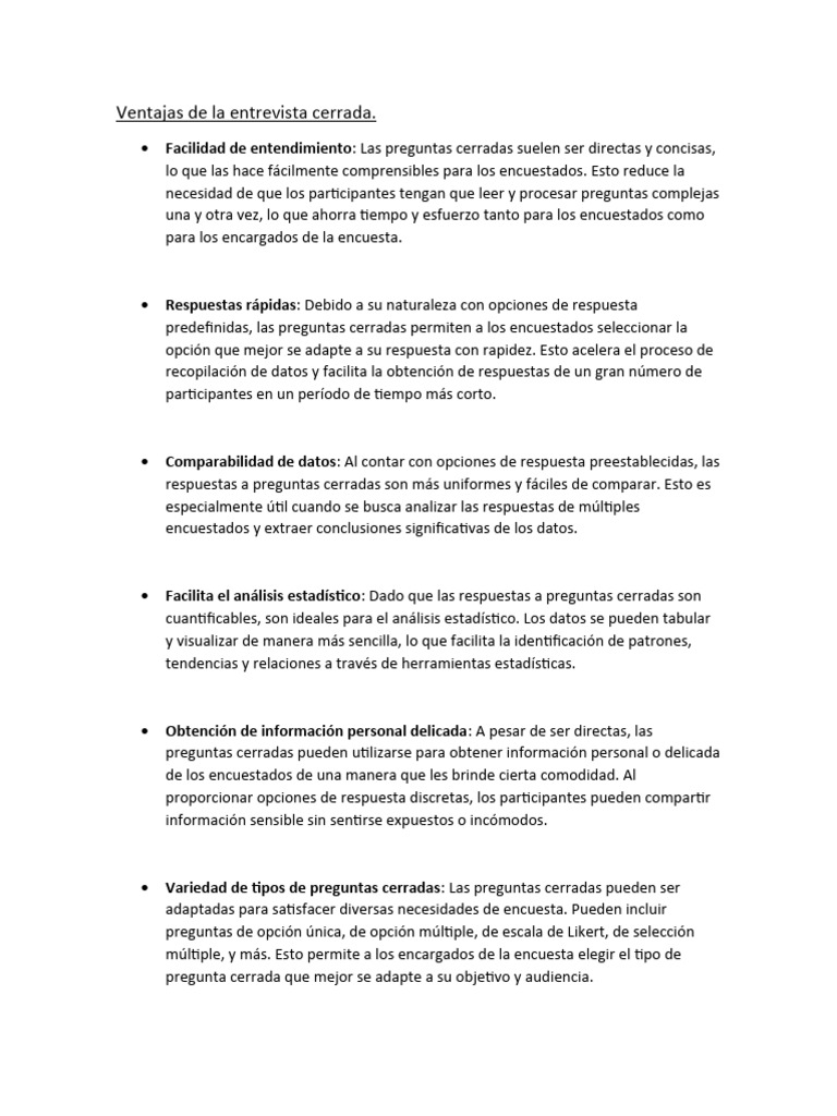 Axel Pavon Ventajas de La Entrevista Cerrada | PDF | Metodología de ...
