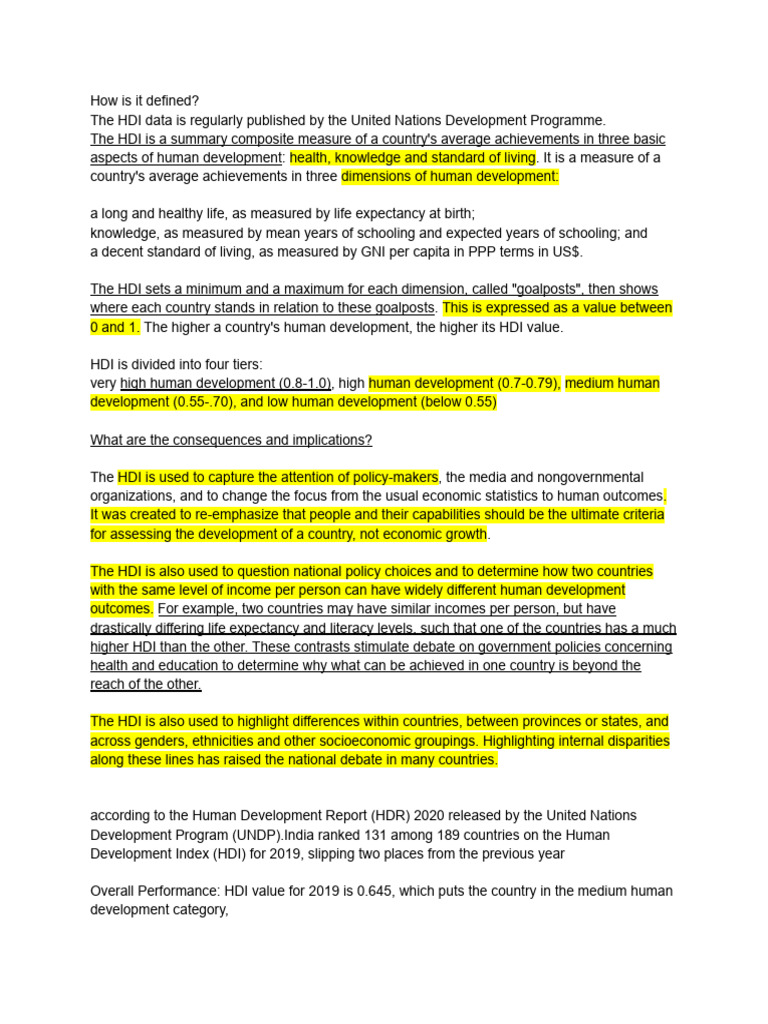 Hdi | PDF | Human Development Index | Economies