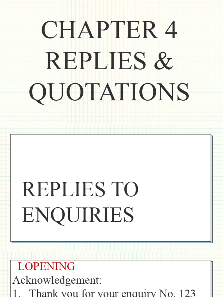 Ch4 Replies, Quotation | PDF | Payments | Receipt