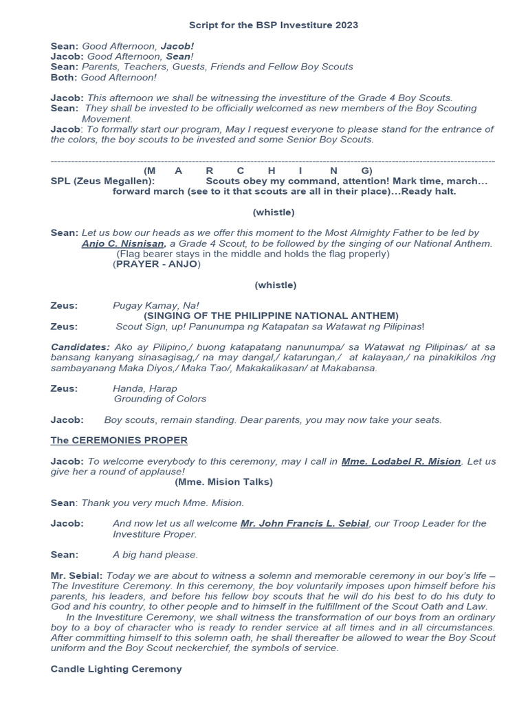 BSP Script 2023 2024 | PDF | Scouting | Boy Scouts Of America