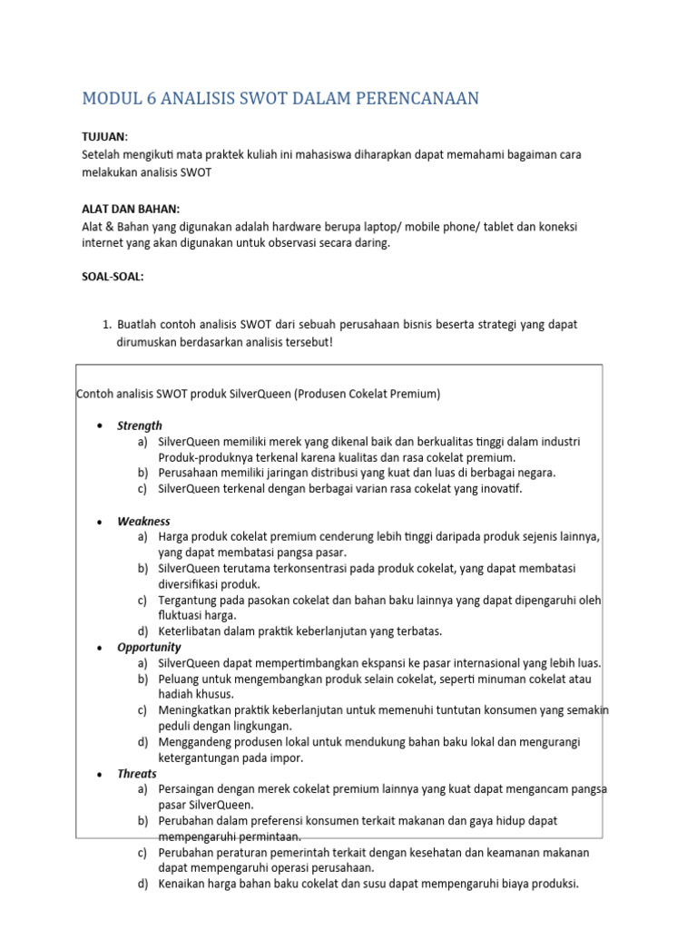 Analisis SWOT Dalam Perencanaan | PDF | Bisnis