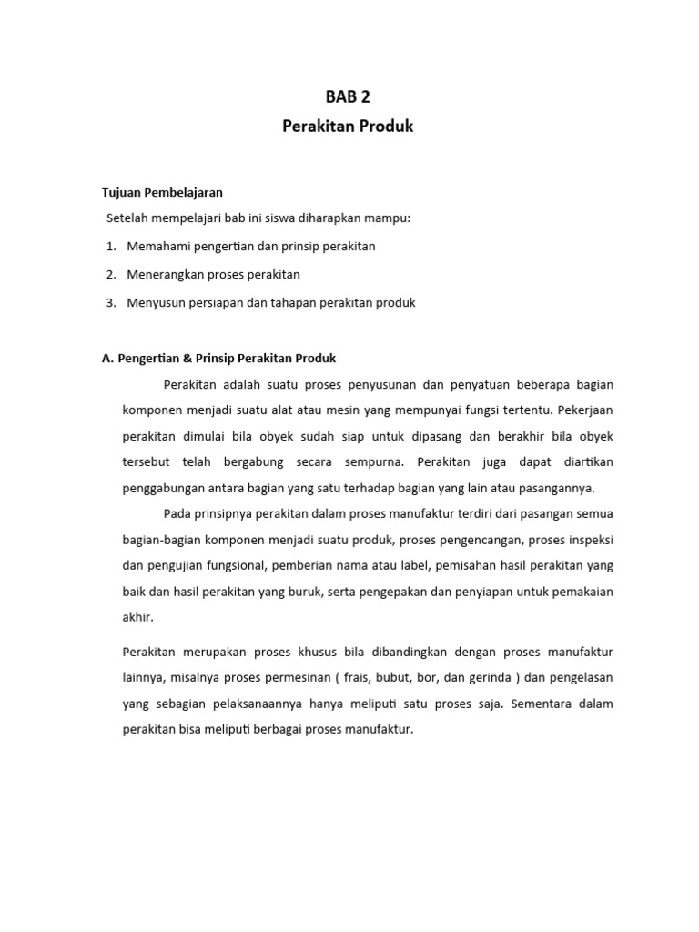 Bab 2 Perakitan Produk | PDF | Teknologi & Rekayasa