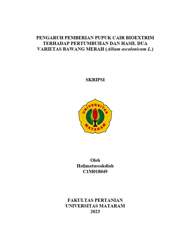 Cover Bahasa Inggris Skripsi | PDF