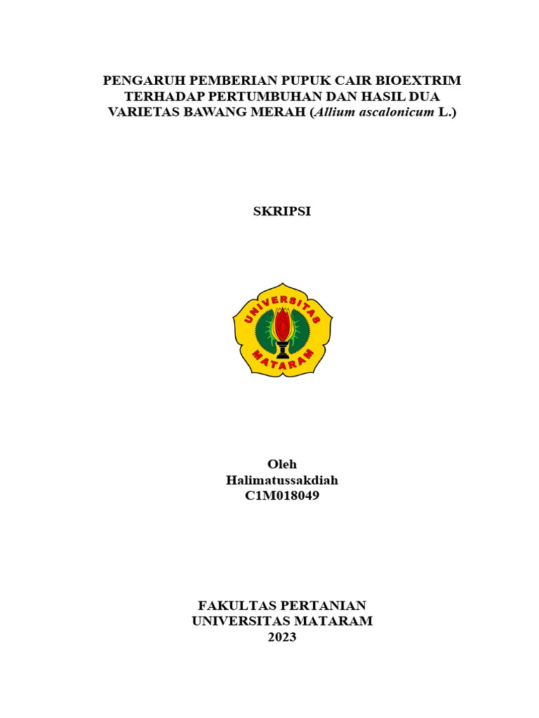 Template Laporan Skripsi Budidaya Perairan | PDF