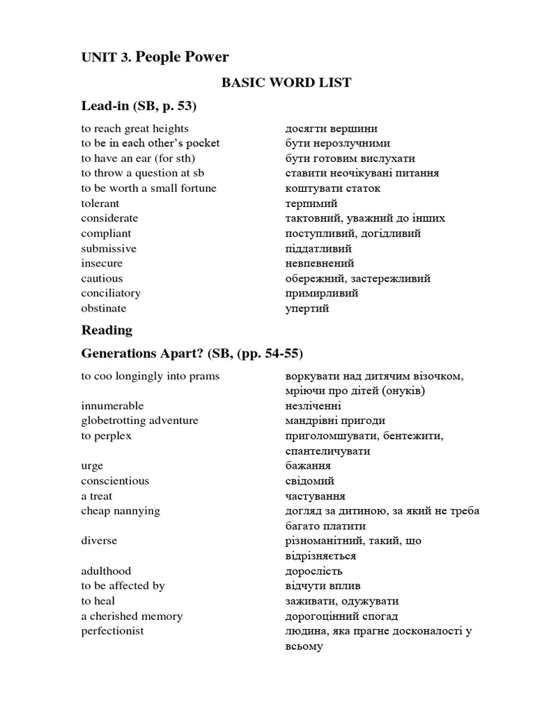 UNIT 3. Vocabulary | PDF