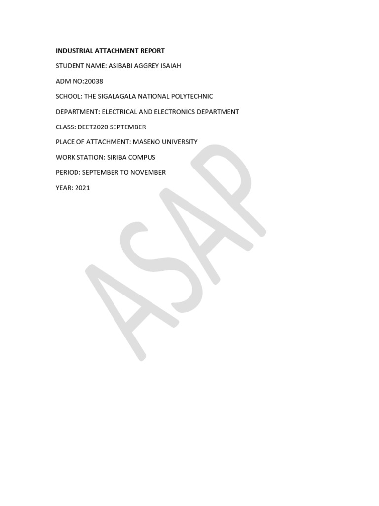 Industrial Attachment Report | PDF | Pump | Water