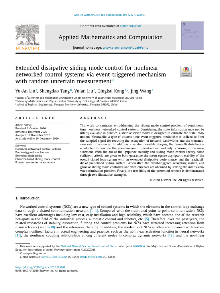 Extended Dissipative Sliding Mode Control For Nonlinear Networked Control Systems Via Event ...