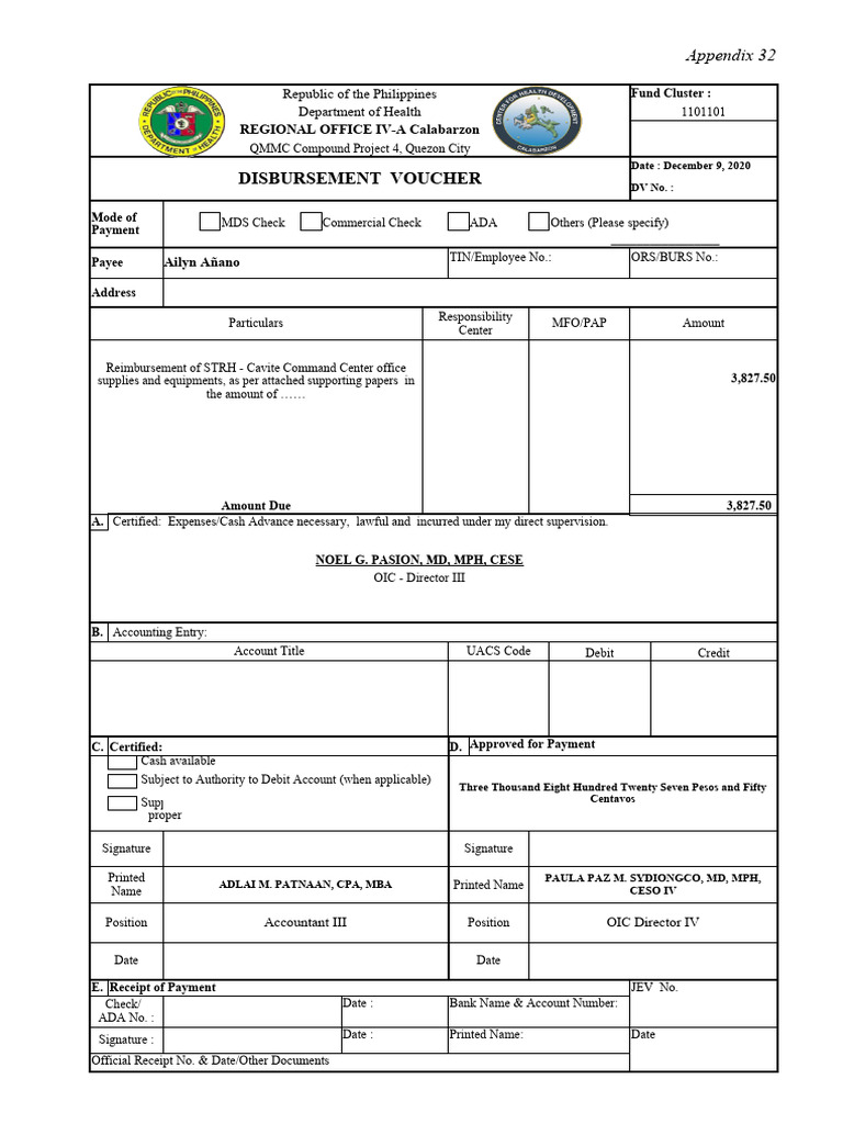 DISBURSEMENT VOUCHER (JC) - August | PDF | Payments | Debit Card