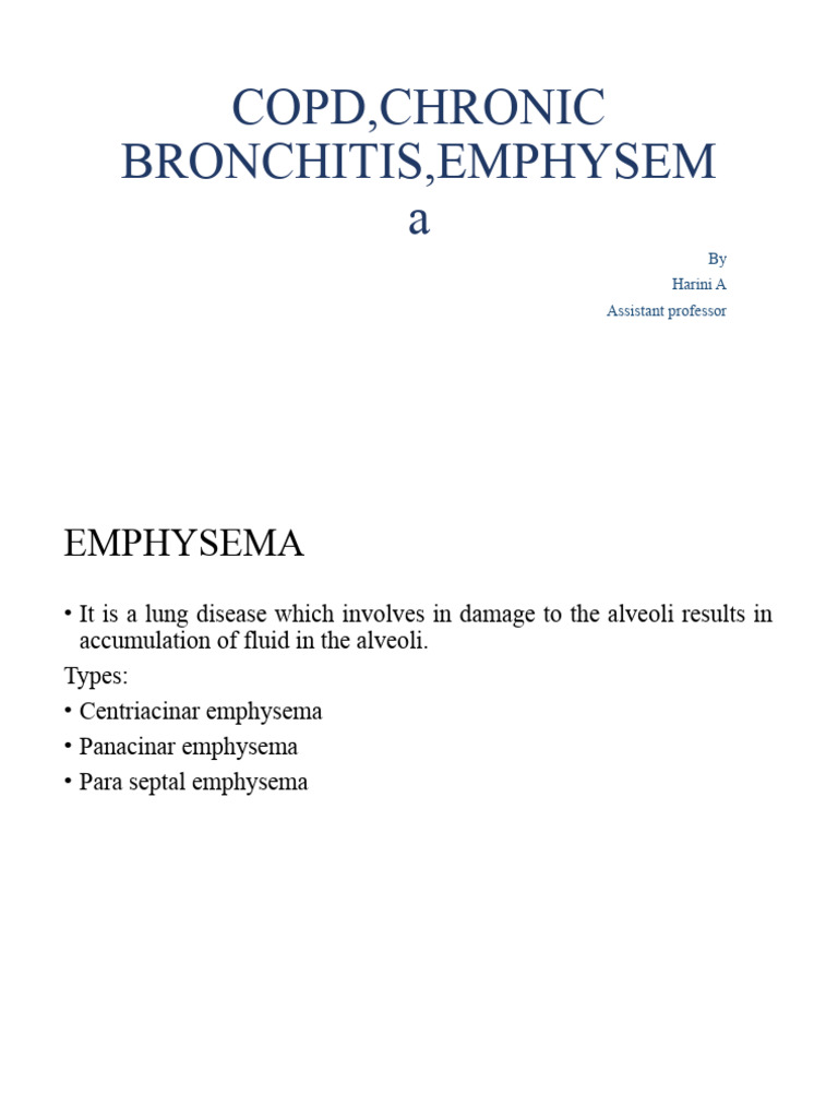 Copd, Chronic Bronchitis, Emphysema | PDF | Chronic Obstructive Pulmonary Disease | Bronchitis