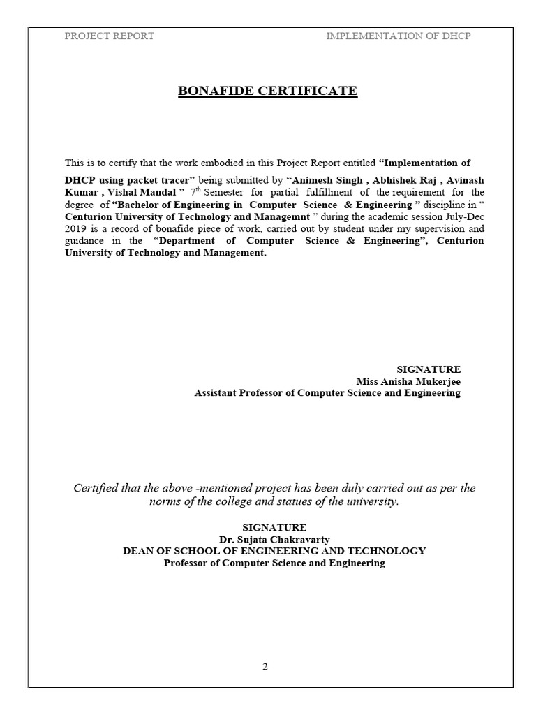 DHCP Project Report Department | PDF | Ip Address | Computer Network