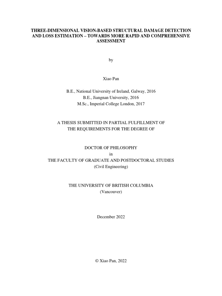 Three-Dimensional Vision-Based Structural Damage Detection and Loss Estimation - Towards More ...