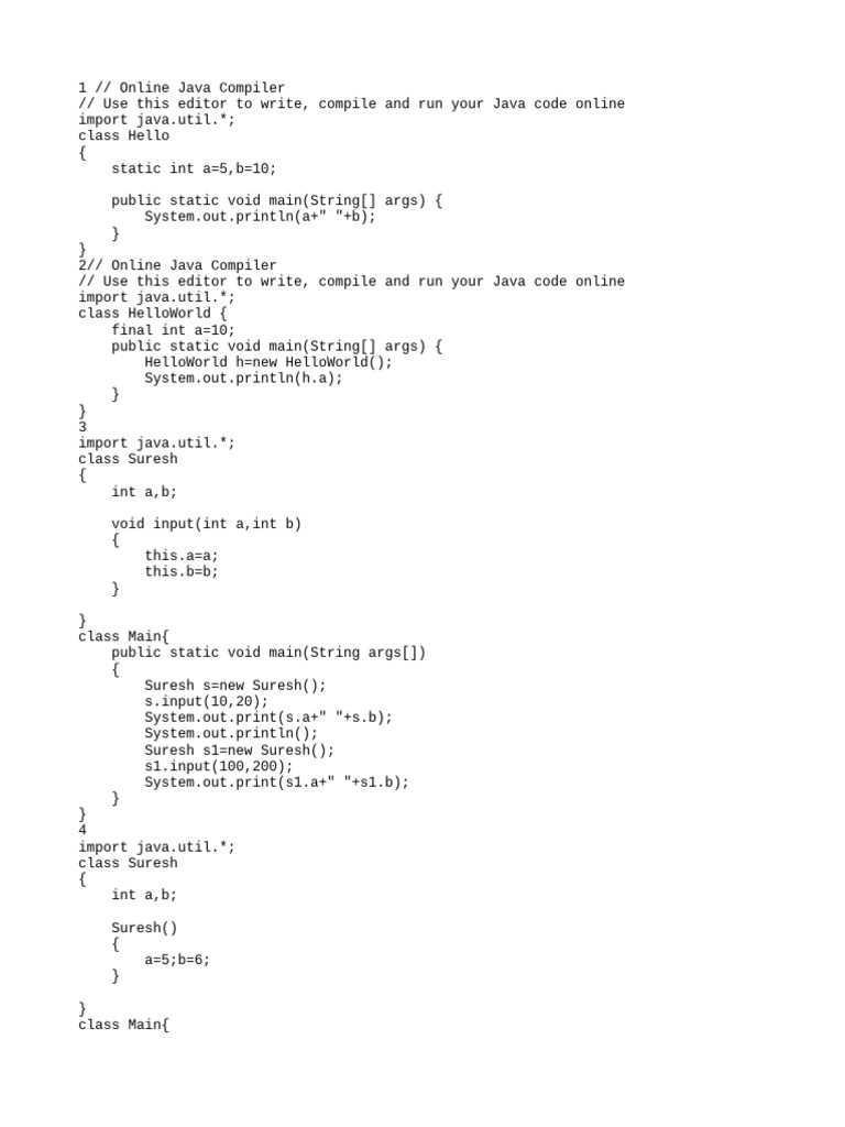Java Code Examples for Beginners | PDF | Teaching Methods & Materials ...