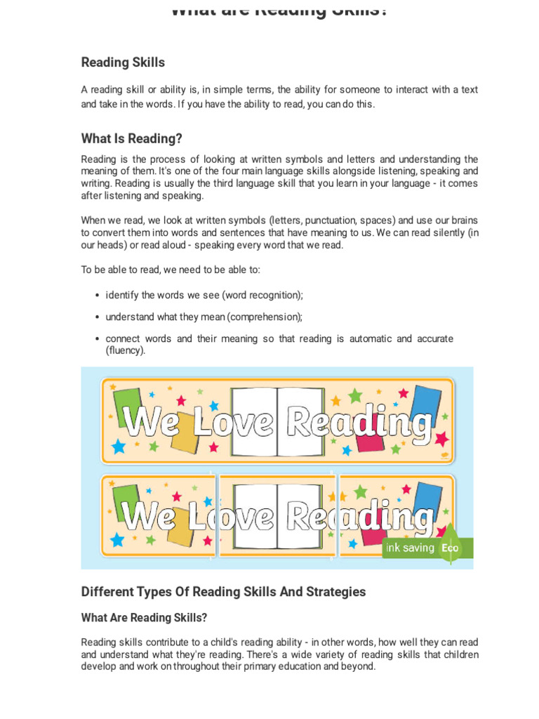 Essential Reading Skills and Strategies | PDF | Phonics | Reading ...