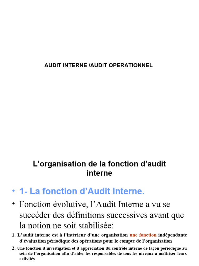 AUDIT INTERNE AUDIT OPERATIONNEL - BBS - 2018 - Banque - Licence 3 ...