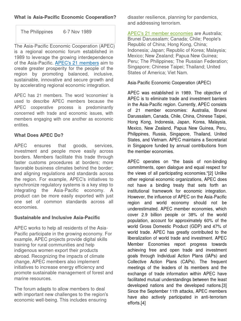 ASEAN APEC and Other Agency | PDF | Asia Pacific Economic Cooperation ...