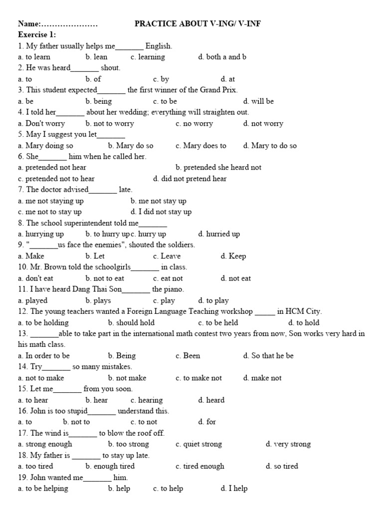 V Ing or To V Inf | PDF