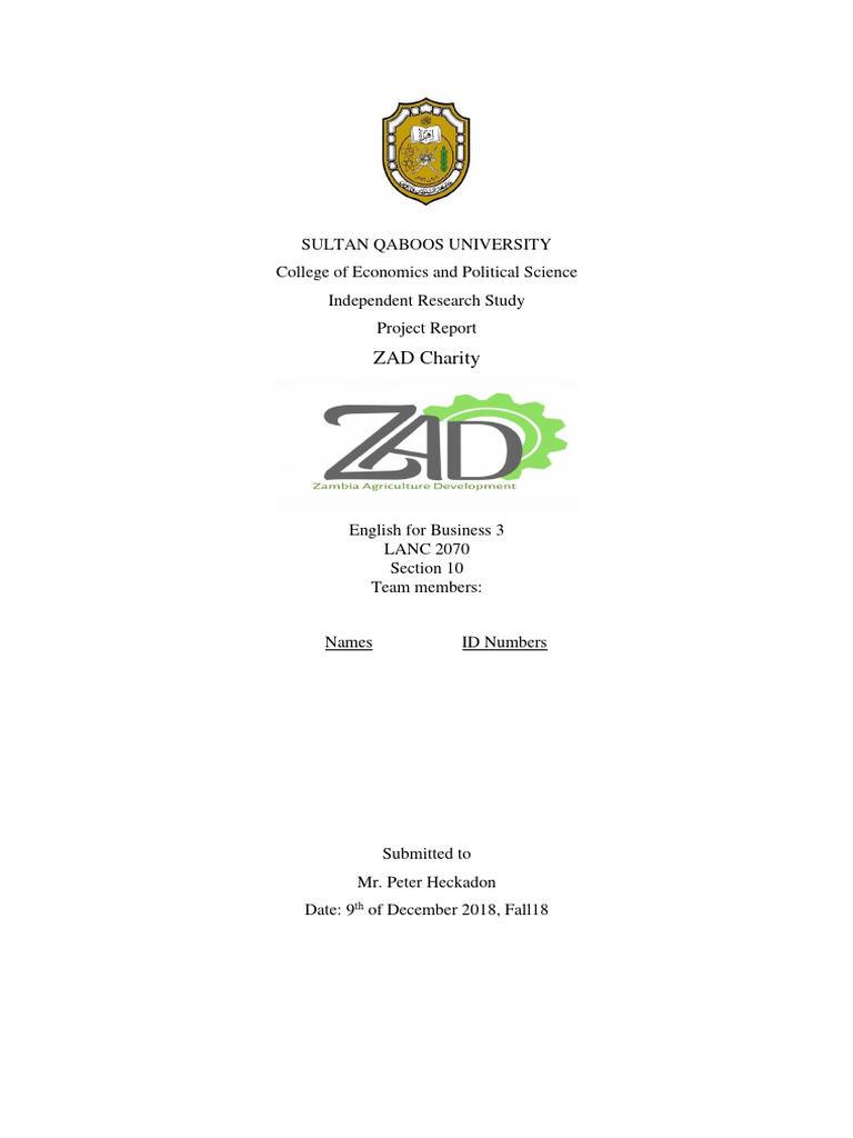 Sample Report 1 | PDF | Agriculture | Zambia