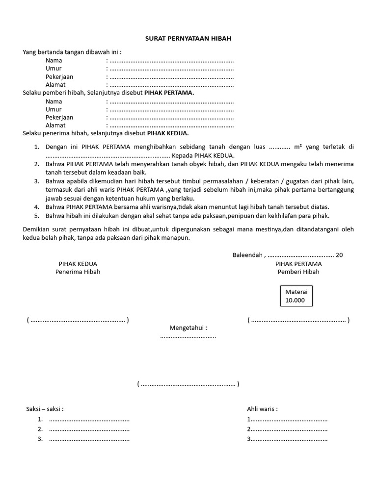 Form Hibah Tanah | PDF | Griya & Taman