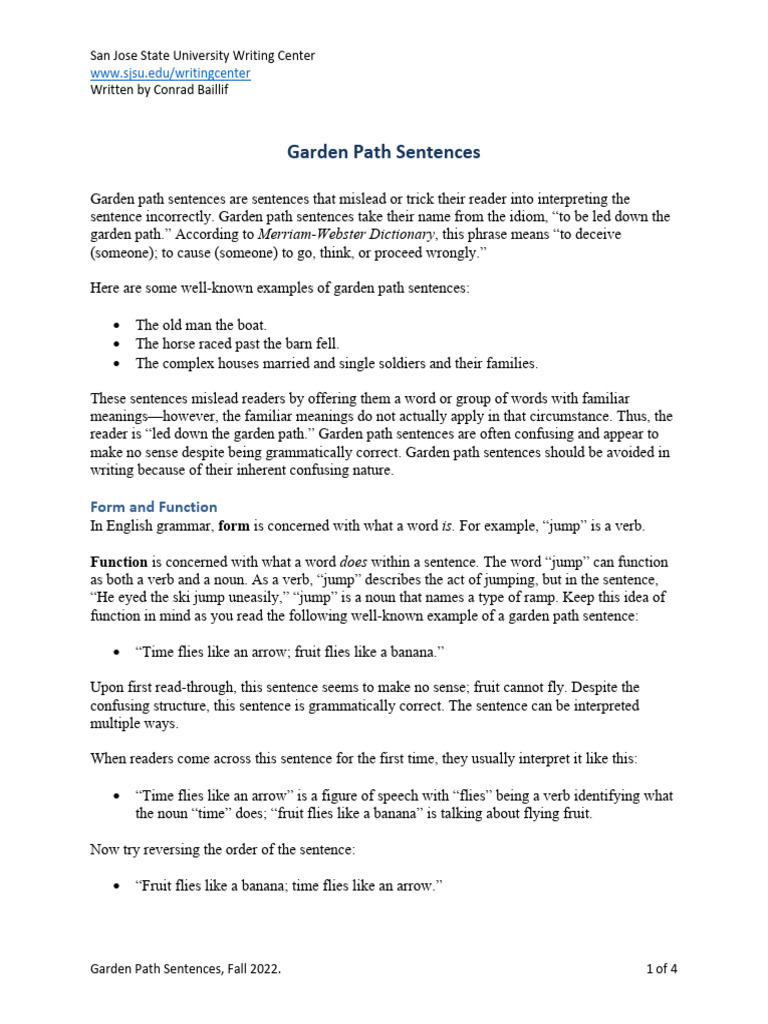 Garden Path Sentences | PDF | Semantics | Semiotics