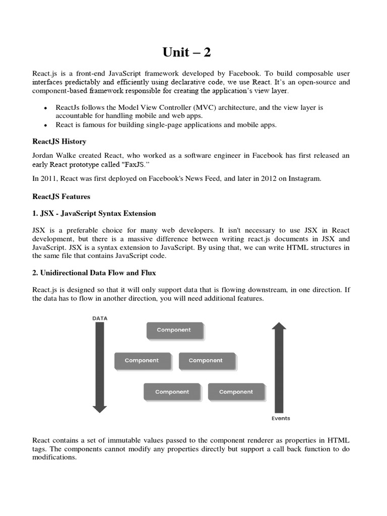 Unit2 Reactjs Pdf Document Object Model Software Engineering