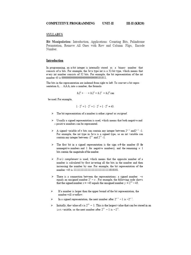 Bit Manipulation for Coders | PDF | Integer (Computer Science) | Bit