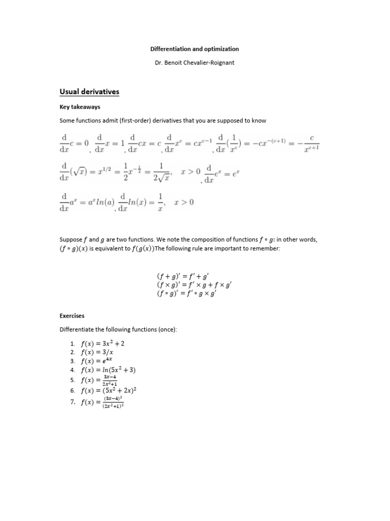 Differentiation and Optimization | PDF | Polynomial | Function ...