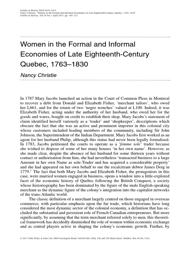 Gender History - 2017 - Christie | PDF | New France | Quebec