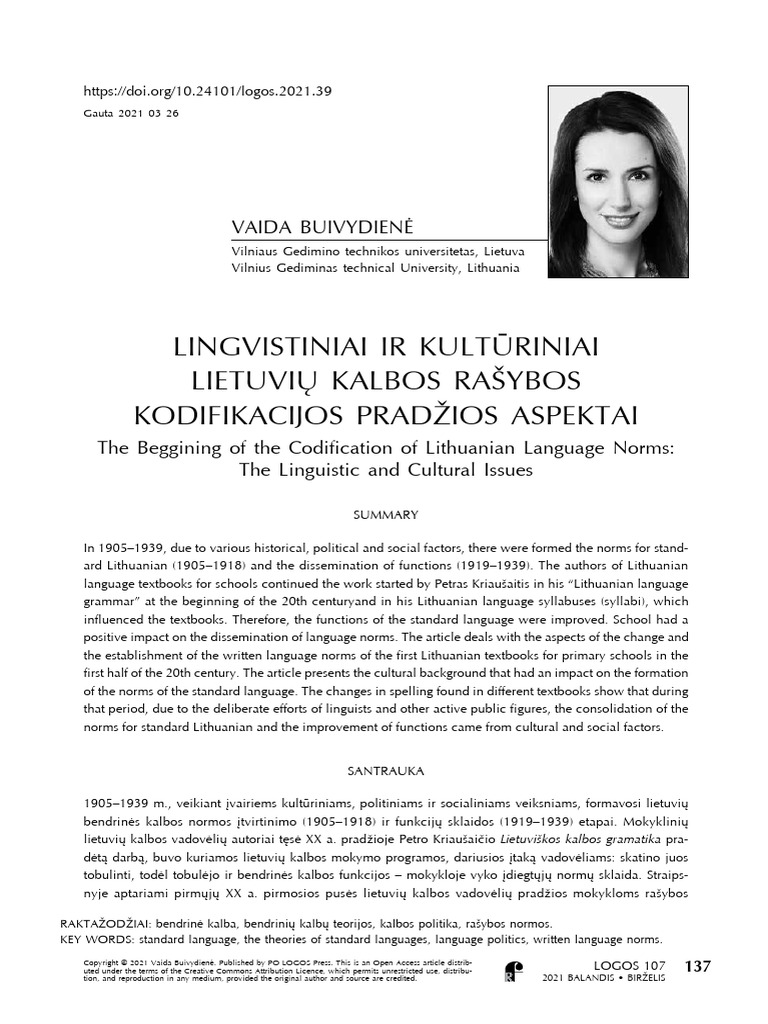 Lingvistiniai Ir Kulturiniai Lietuviu Kalbos Rasyb | PDF