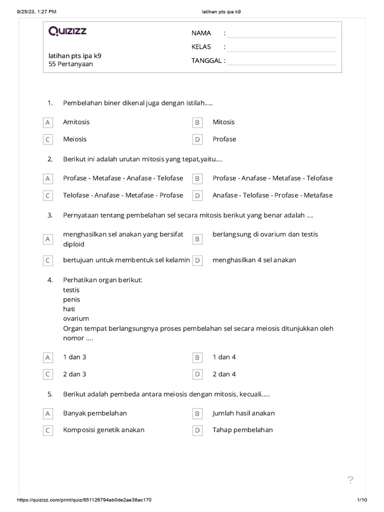 Latihan Pts Ipa k9 | PDF