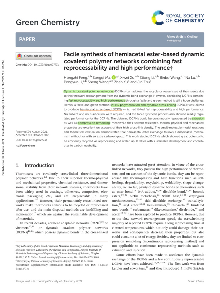 +facile Synthesis of Hemiacetal Ester-Based Dynamic GC + | PDF ...