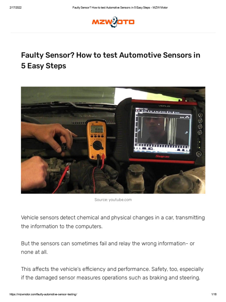 Faulty Sensor - How To Test Automotive Sensors in 5 Easy Steps - MZW ...