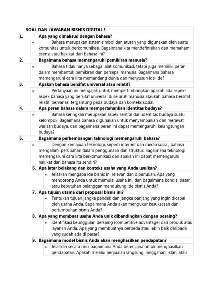 Soal Dan Jawaban Bisnis Digital | PDF